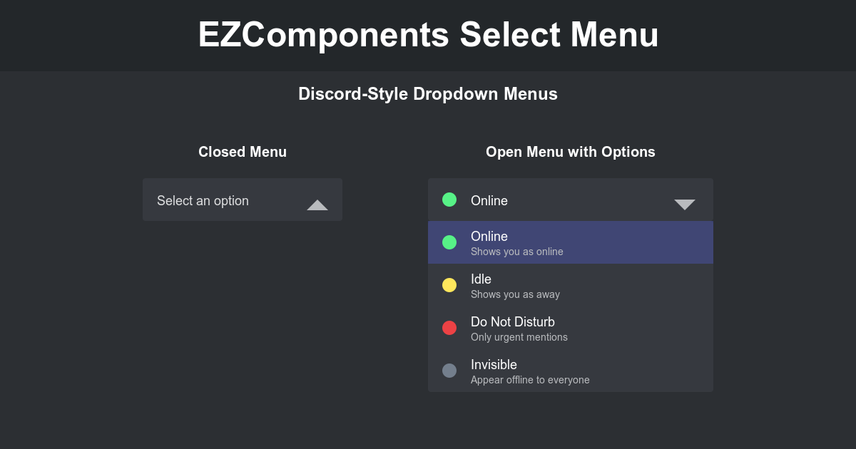 EZComponents Select Menu - Discord-Style Dropdown Menus